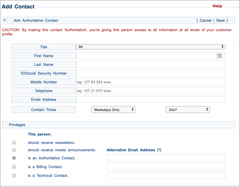 How to update Authorised Contacts - xneelo Help Centre