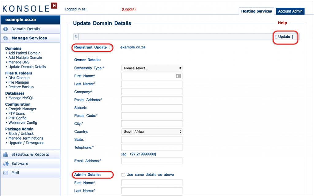 How to update your domain registration details via konsoleH - xneelo ...