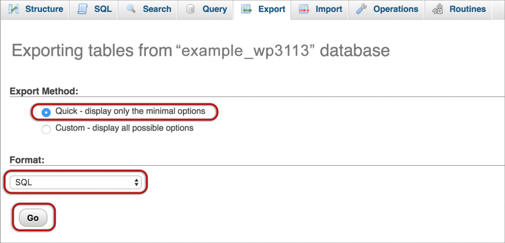 How to export a database via phpMyAdmin via konsoleH - xneelo Help Centre