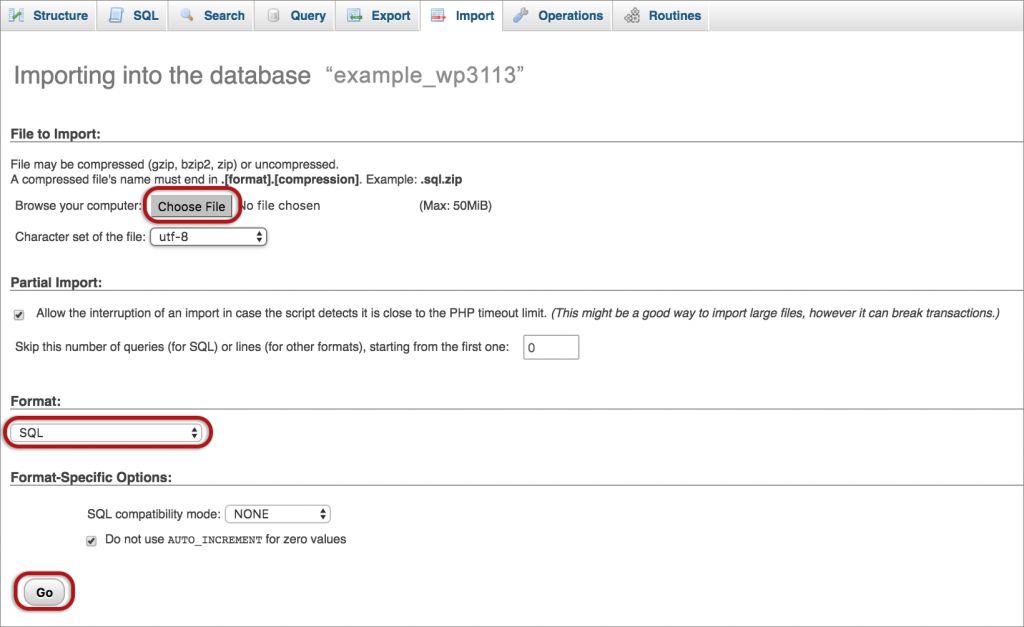 How to import your database via phpMyAdmin in konsoleH - xneelo Help Centre