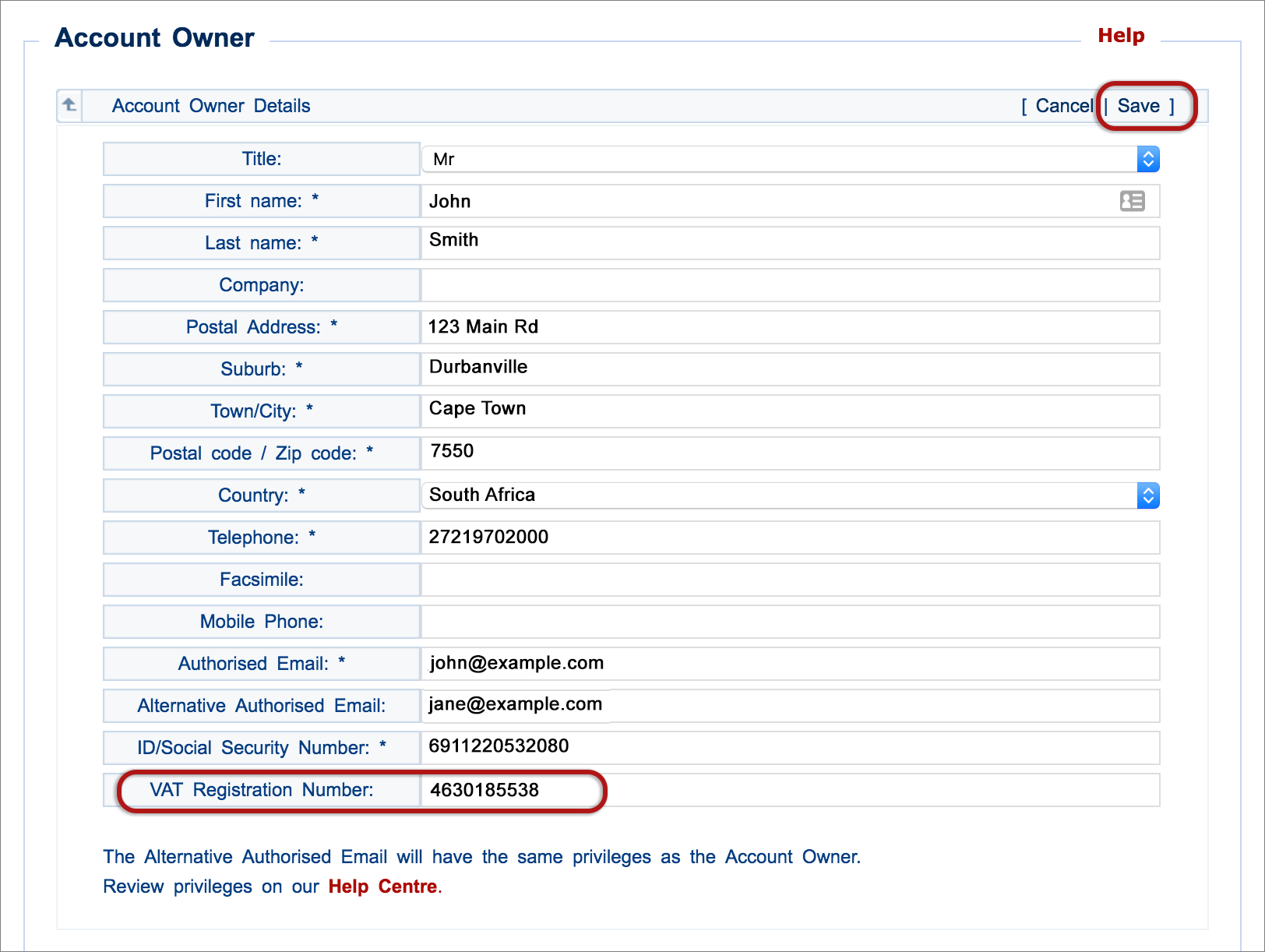 Update My VAT Number Xneelo Help Centre