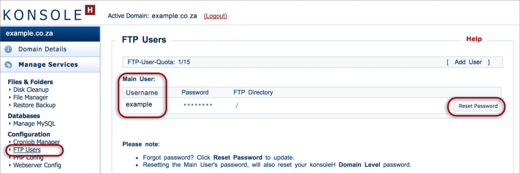 Where to find your FTP login details via konsoleH - xneelo Help Centre