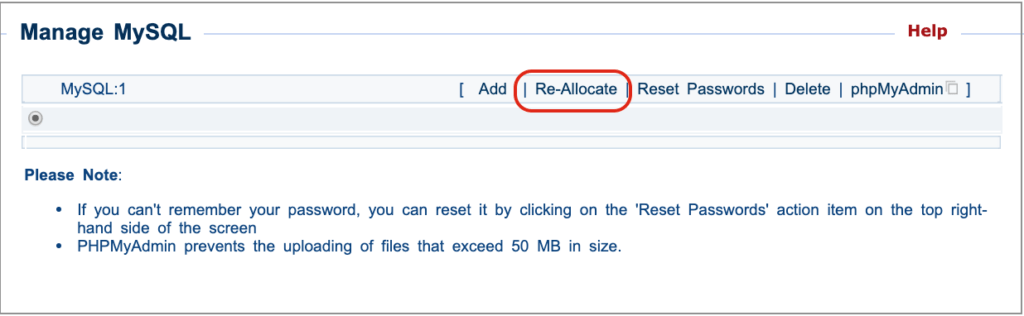 How to re-allocate a database on your Managed Server - xneelo Help Centre